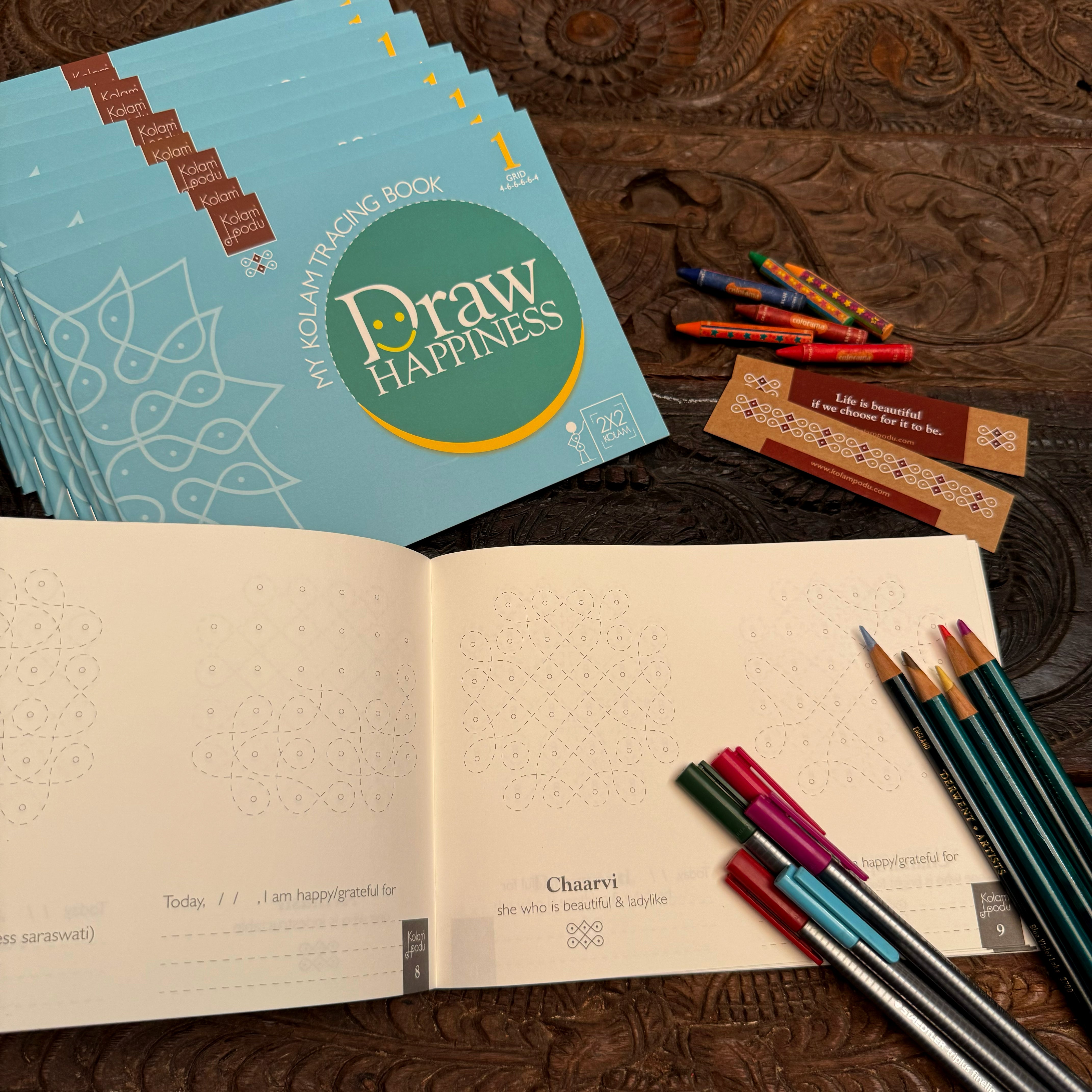 Grid 4-6-6-6-6-4 || 2X2 Kolams || My Kolam Tracing Book – KOLAM PODU